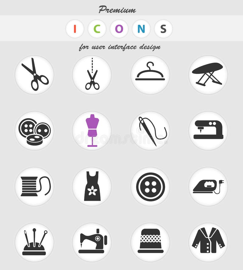 Tailoring icon set stock vector. Illustration of embroidery - 122728650