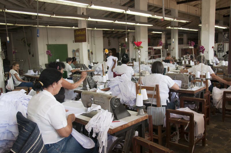 Tailoring workshop in Cuba editorial stock photo. Image of people ...