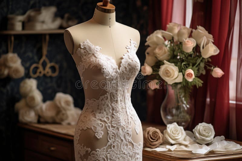 Tailors Mannequin Dressed in a Half-made Bridal Gown Stock Image ...