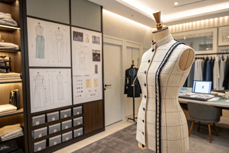 Tailors Textile Mannequin in Clothes Designer Show Room - Generated by Ai Stock Illustration ...