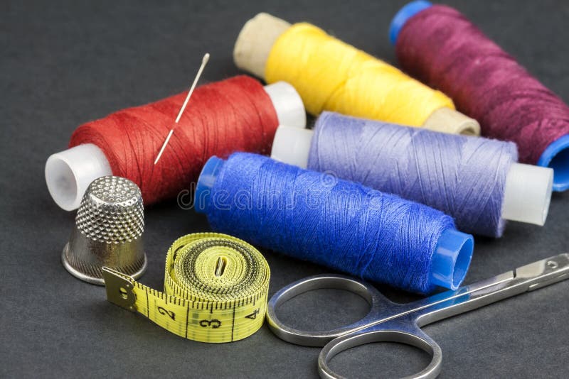 Tailors Tools on Denim Fabric, Selective Focus. Making Clothes and ...