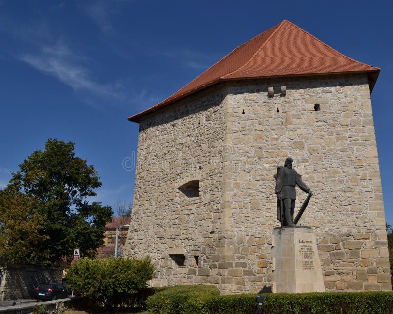 Tailors Tower and Baba Novac Monument, Cluj, Romania Stock Image ...