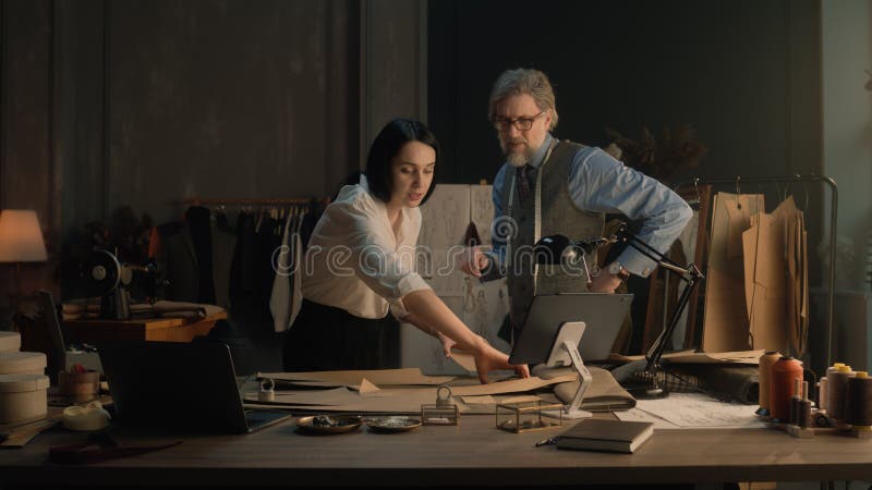 Tailors Work with Patterns for Future Clothes Stock Photo - Image of ...