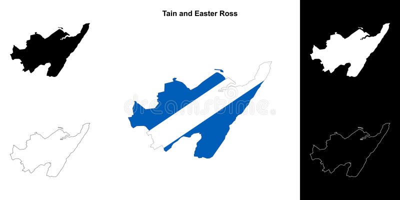 Tain and Easter Ross Outline Map Stock Vector - Illustration of easter ...