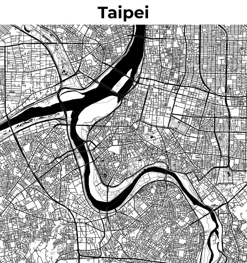 Taipei City Map, Cartography Map, Street Layout Map Stock Vector ...