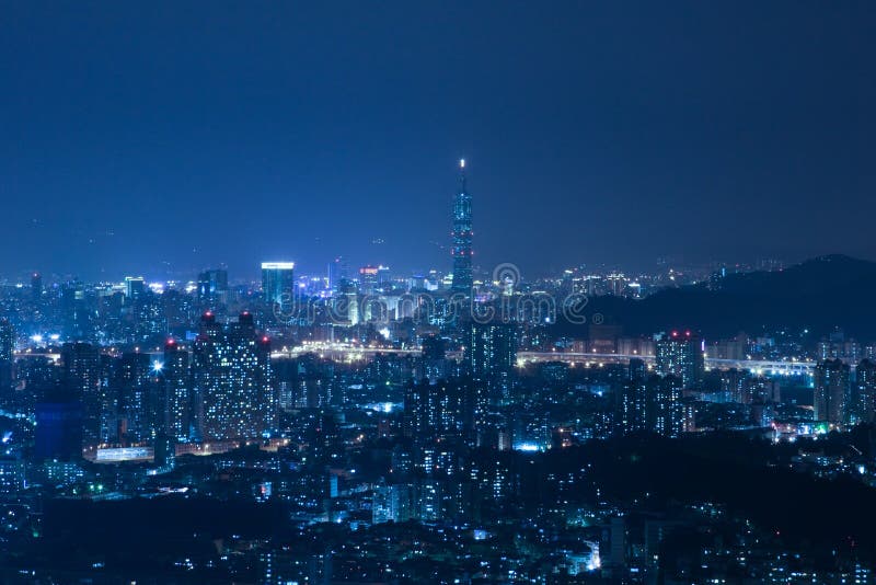 Taiwan, Taipei night scene stock image. Image of modern - 16961877