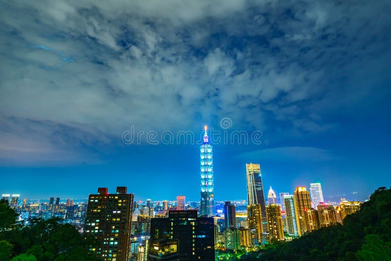 Taipei City at Night, Taiwan Stock Image - Image of famous, night ...