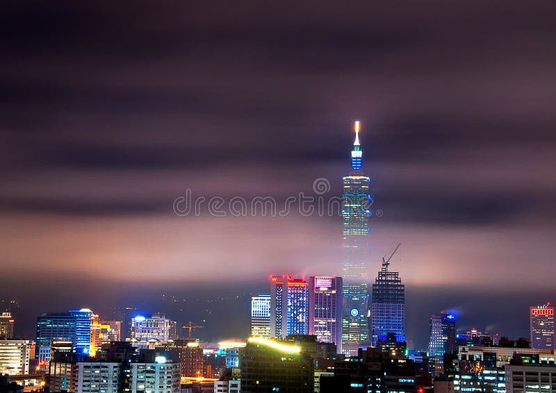 Taipei 101 at Night, Taiwan Stock Image - Image of night, afternoon ...