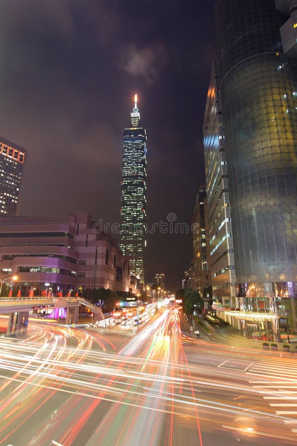 Taipei City Street at Night Stock Image - Image of capital, panorama ...