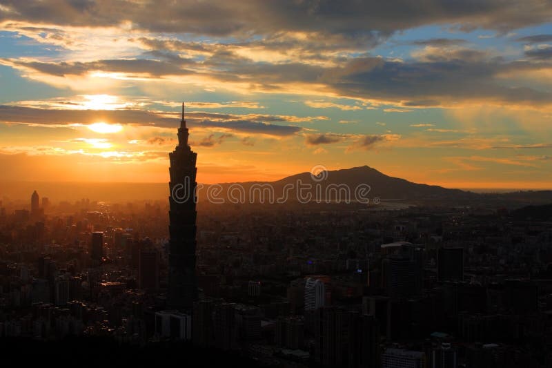 Taipei city sunset stock image. Image of taiwan, taipei - 15633703