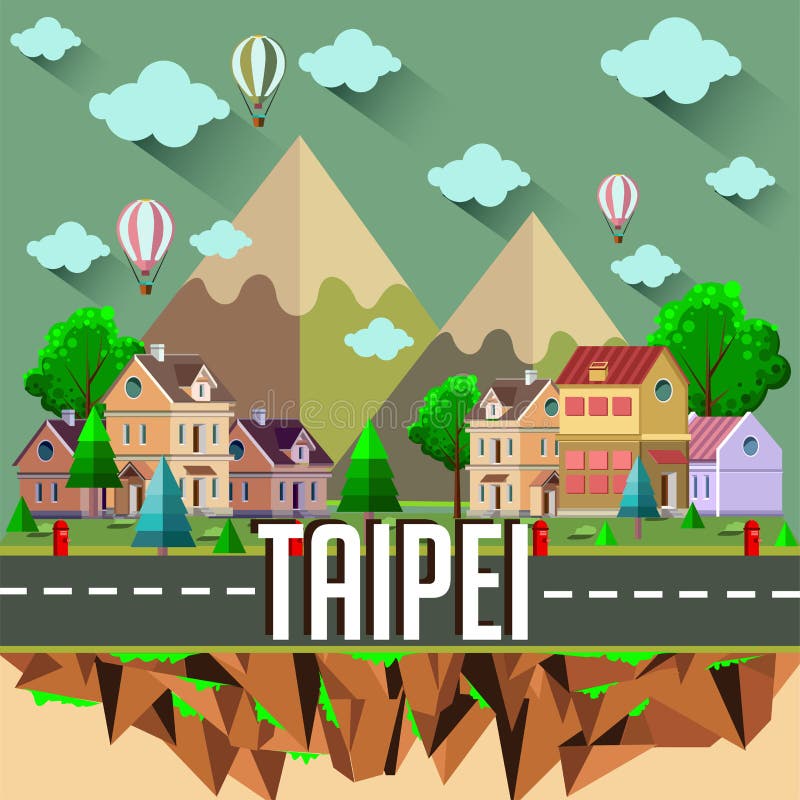 Taipei - Flat Design City Vector Illustration Stock Vector ...
