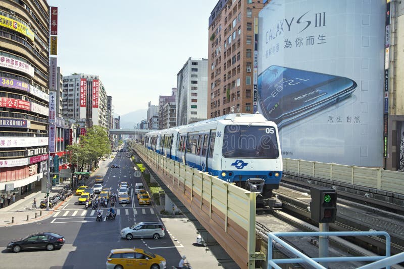 Taipei Metro Brown Line Train Approaches Station Editorial Image ...