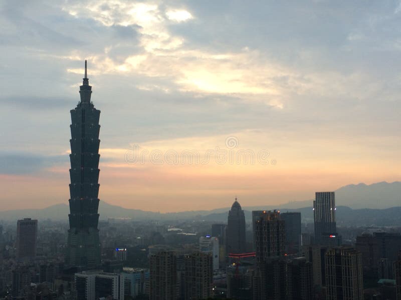 Taipei 101 at sunset stock photo. Image of dusk, tower - 287289100