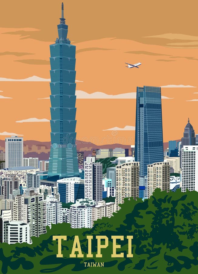 Taipei Taiwan Afiche Estilo Retro Vintage Foto de archivo - Imagen de céntrico, condominio ...