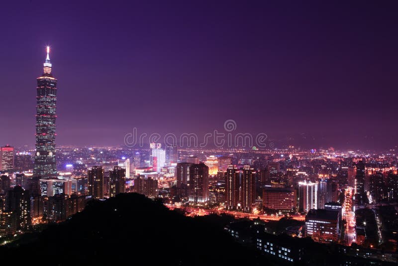 Taipei, Taiwan Charming Night Stock Photo - Image of cityscape, high ...