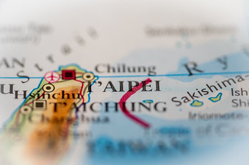Taipei, Taiwan Highlighted on a World Map Stock Image - Image of view ...