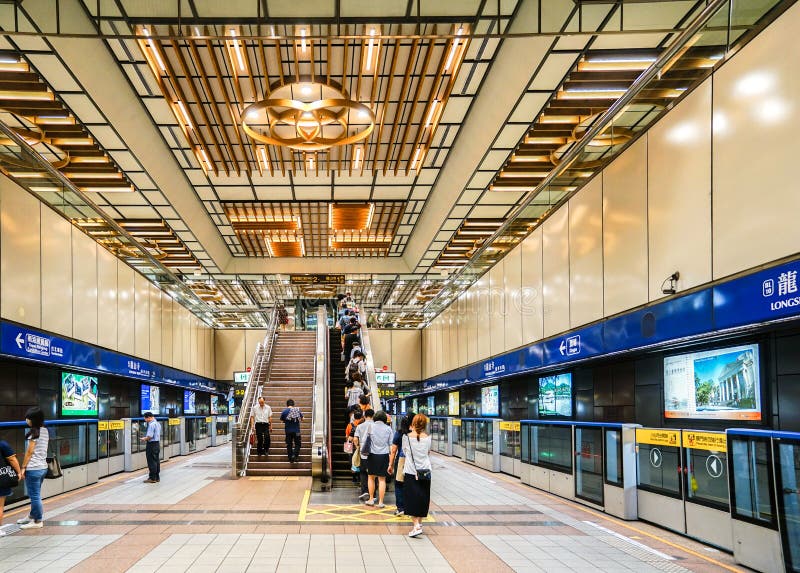 Moving and Speed Taiwan Underground Train, Blue Line., Taipei, T Stock ...