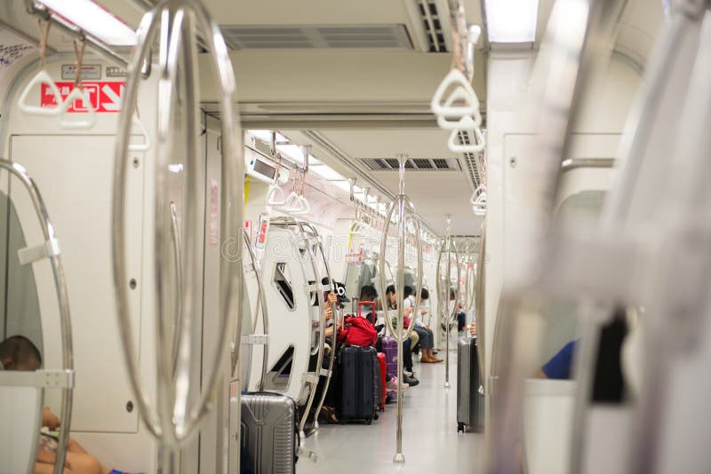 TAIPEI,TAIWAN - OCTOBER 10,2017: Passengers on MRT Subway Train in ...