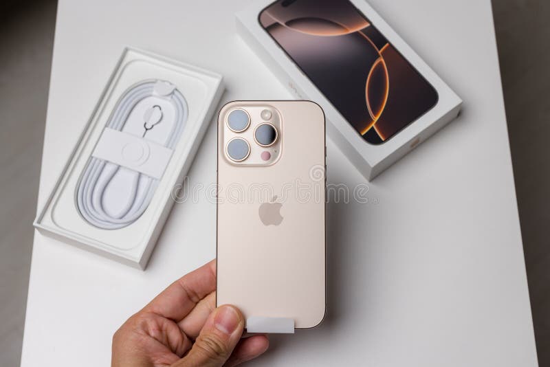 Unbox Apple Iphone 16 Pro Desert Titanium Editorial Stock Image - Image ...