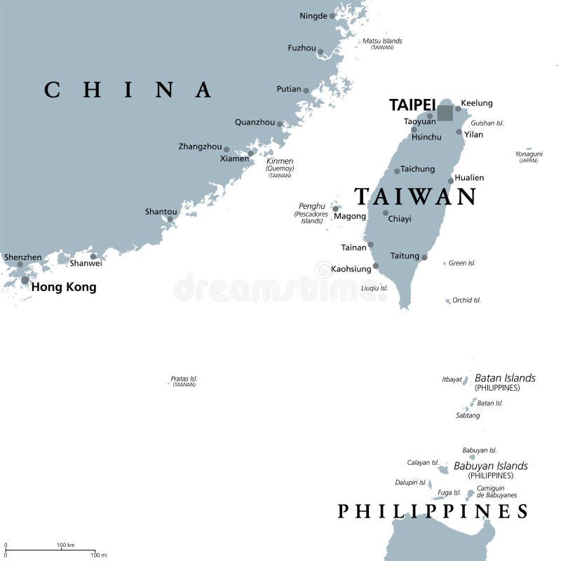 Taiwan Area, Gray Political Map, Free Area of the Republic of China ...