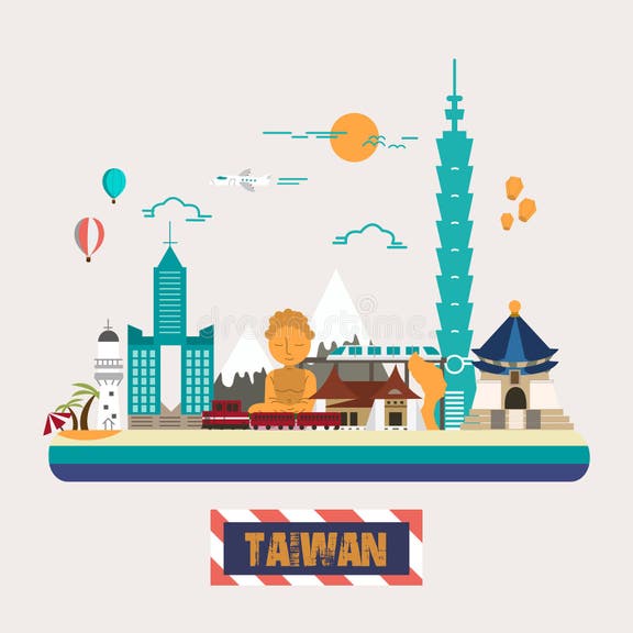 Taiwan Attractions Collection Stock Vector - Illustration of abstract ...