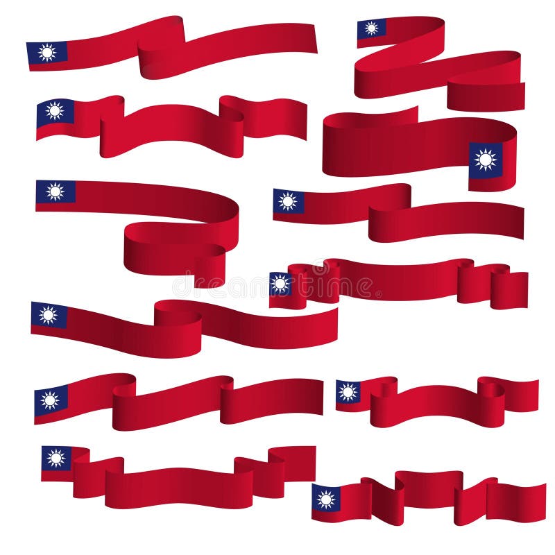 Taiwan Country Flag Ribbon Vector Set Stock Vector - Illustration of ...