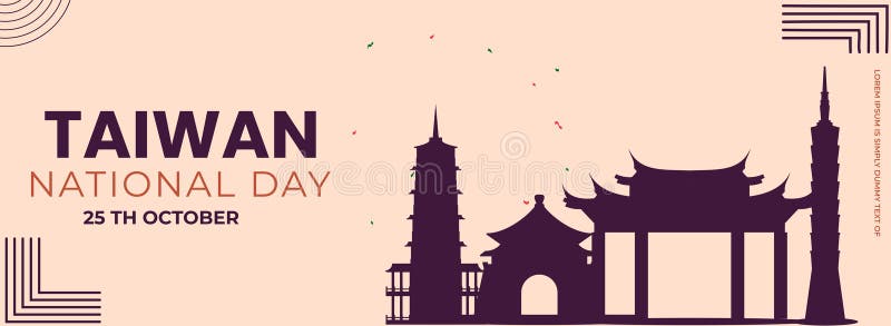 Taiwan Independence Day. Taiwan National Day Horizontal Banner with ...