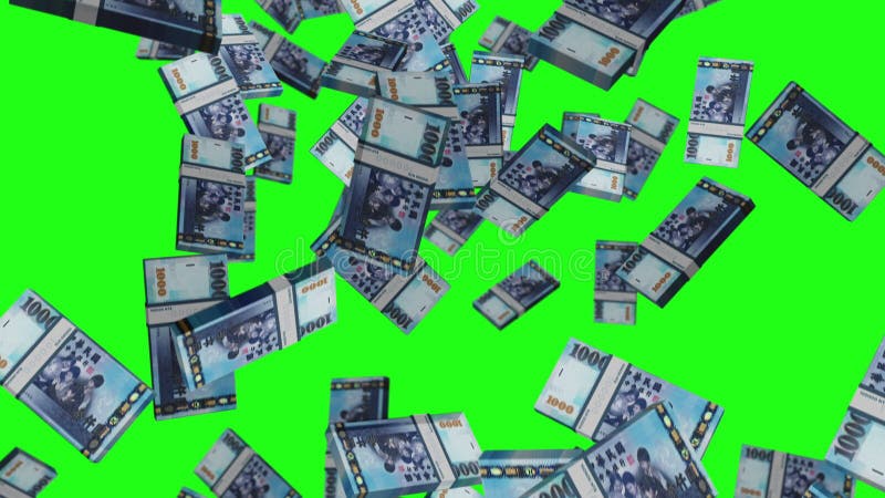 Taiwan Dollar 1000 Banknote Packs Falling Loop Stock Footage - Video of ...