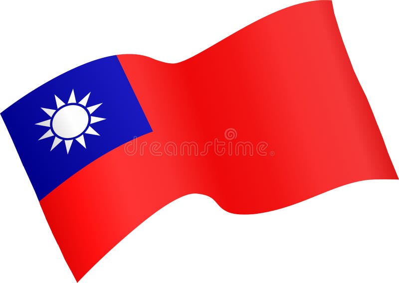 Taiwan Flag Flying on White Background Stock Vector - Illustration of ...