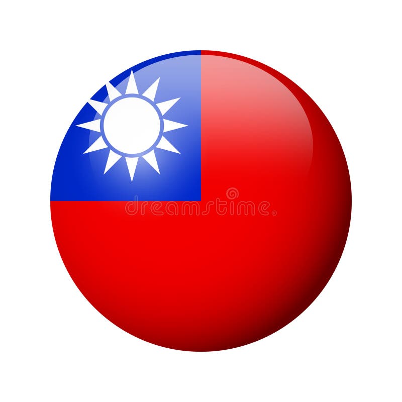 Glossy Circle Badge Flag of Taiwan Stock Vector - Illustration of ...