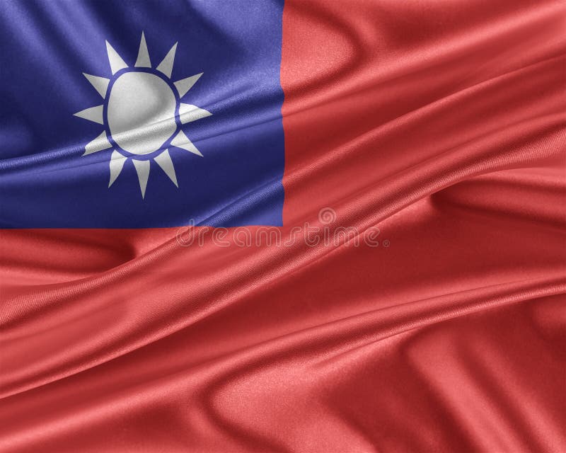 Taiwan Flag with a Glossy Silk Texture. Stock Illustration ...