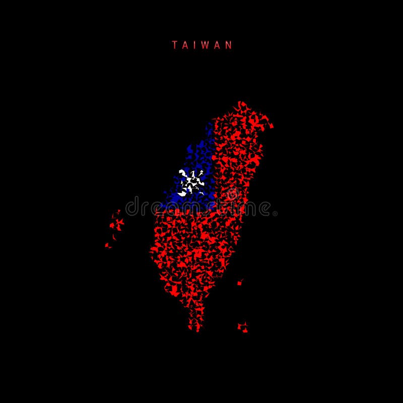 Taiwan Flag Map, Chaotic Particles Pattern in the Taiwanese Flag Colors ...