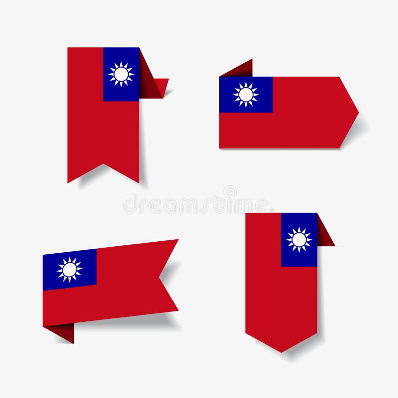 Taiwan Flag Stickers and Labels. Vector Illustration. Stock Vector ...