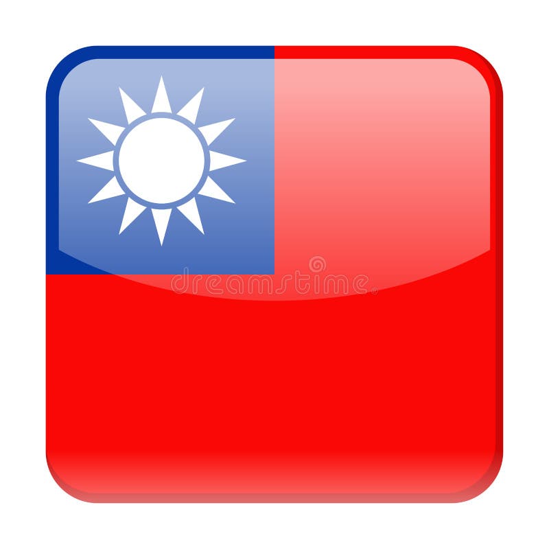 Taiwan Flag Vector Square Icon Stock Illustration - Illustration of ...