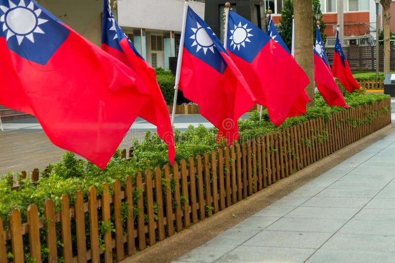 Taiwan Flags Blowing in Wind Stock Photo - Image of flagstaff, nation ...