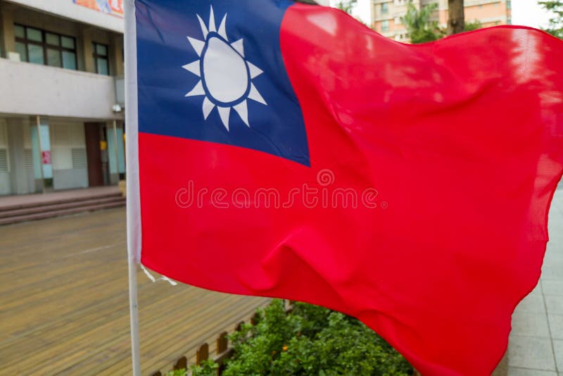 Taiwan Flags Blowing in Wind Stock Photo - Image of flagstaff ...