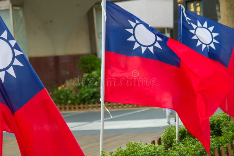 Taiwan Flags Blowing in Wind Stock Image - Image of national, blowing ...
