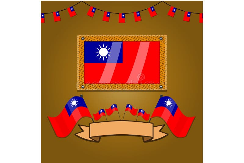 Taiwan Flags on Frame Wood, Label Stock Vector - Illustration of simple ...