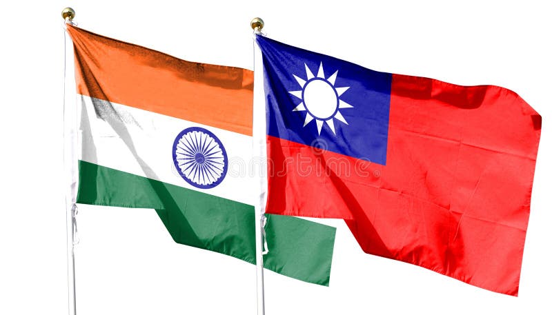 Taiwan Flags and India Flags Against Cloudy Sky Stock Illustration ...
