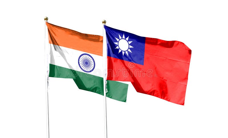 Taiwan Flags and India Flags Against Cloudy Sky Stock Image - Image of ...