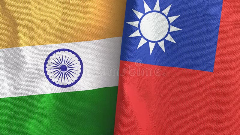 Taiwan and India Two Flags Textile Cloth 3D Rendering Stock ...