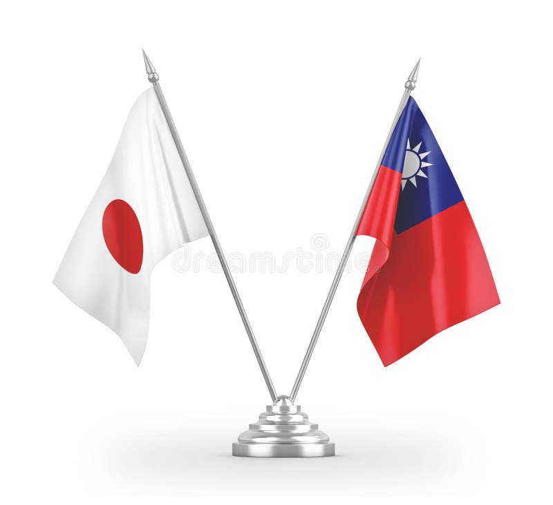 Taiwan And Japan Flags Crossed And Waving Flat Style. Official ...
