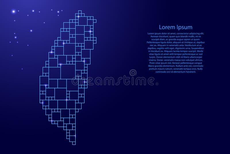 Taiwan Map from Blue Pattern from a Grid of Squares of Different Sizes ...