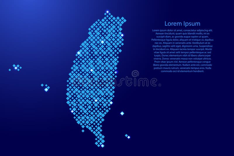 Taiwan Map from Blue Pattern Rhombuses of Different Sizes and Glowing ...