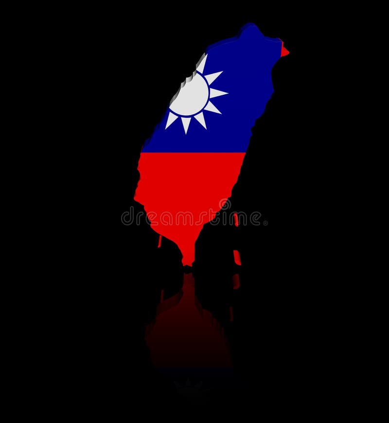 Taiwan Map Flag with Reflection Illustration Stock Illustration ...