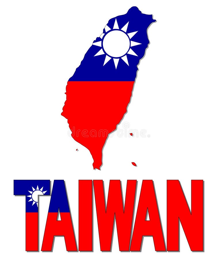 Map of Taiwan with flag stock vector. Illustration of drawing - 3034989
