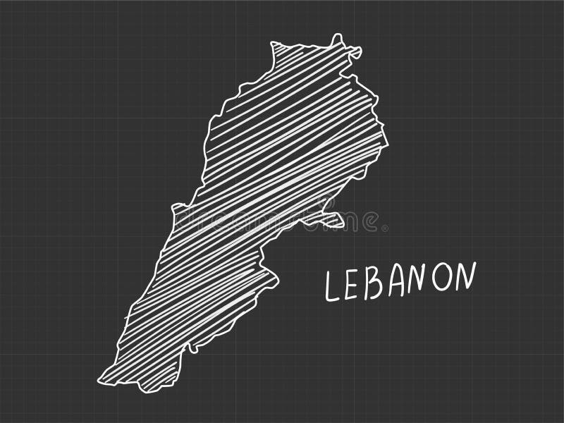 Lebanon Map Freehand Sketch on Black Background Stock Vector ...