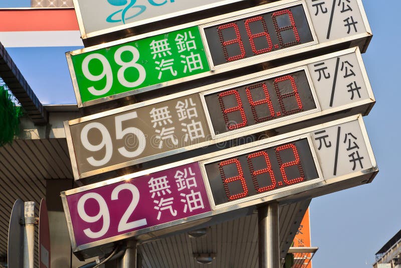 Taiwan Oil Prices Signboard Stock Image - Image of shape, gasoline ...