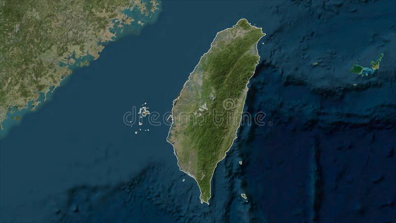 Taiwan Outlined. High-res Satellite Stock Illustration - Illustration ...