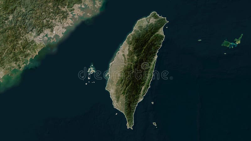 Taiwan Outlined. Low-res Satellite Stock Illustration - Illustration of ...